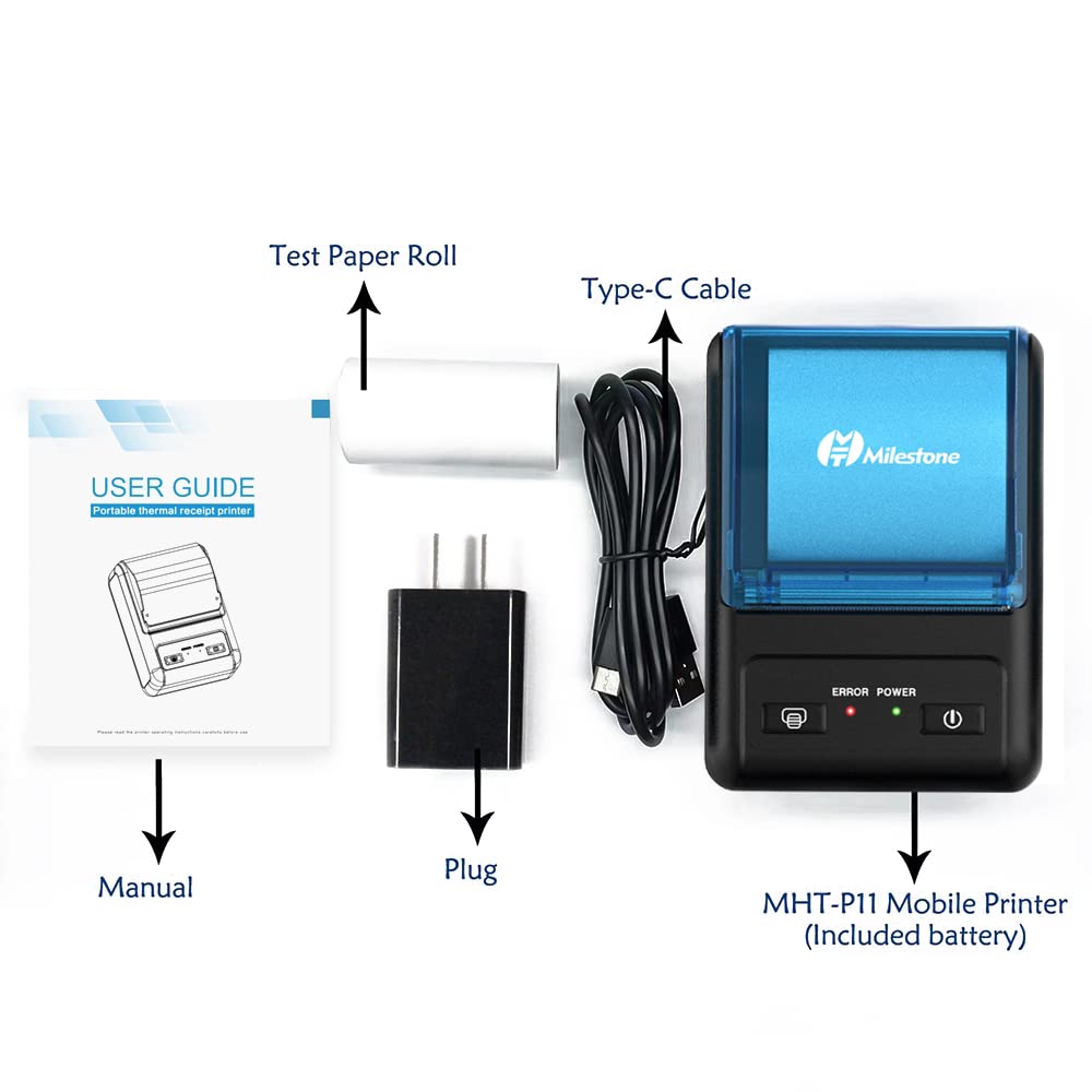 Meihengtong Bluetooth Receipt Printer Thermal Portable Wireless POS Printer for Small Business 58mm Mini Mobile Ticket Printer for Android & Windows