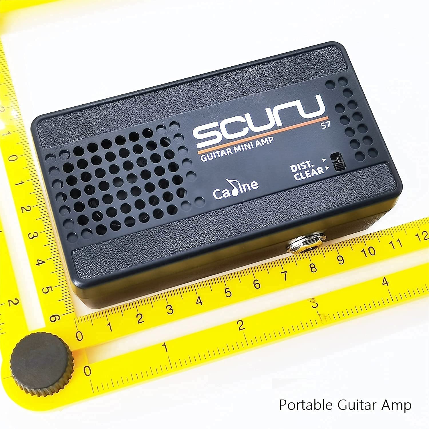 Portable Electric Guitar Mini Amp 3 Watt Built in Clear Distortion Channel with 9V Power Adapter - S7 Pocket Mini Guitar Amp Mini Speaker Guitar Practice Amplifier with Headphone Jack Output AUX Input