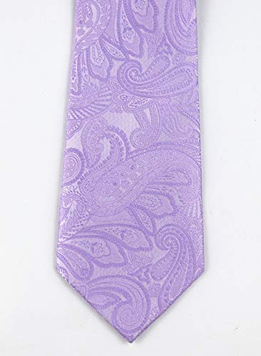 Men's Silk Purple Ties Paisley Pattern 3.15" Width Dress Lavender Summer Necktie