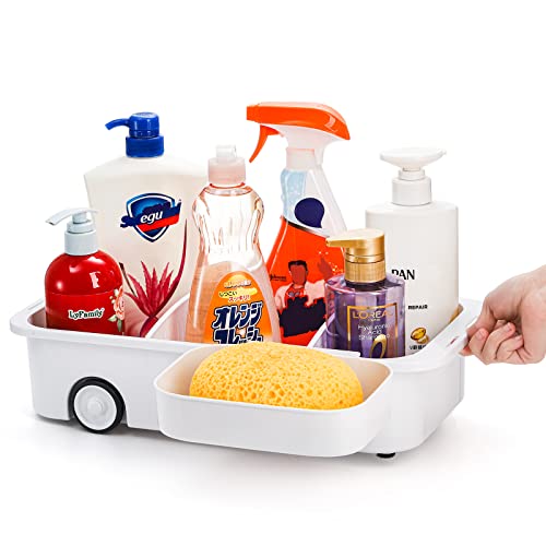 Nicunom Pull Out Under Sink Organizer with Wheels, Roll Out Cleaning Caddy Adjustable Cleaning Supply Organizer for Kitchen Bathroom Pantry Cabinet Laundry Room