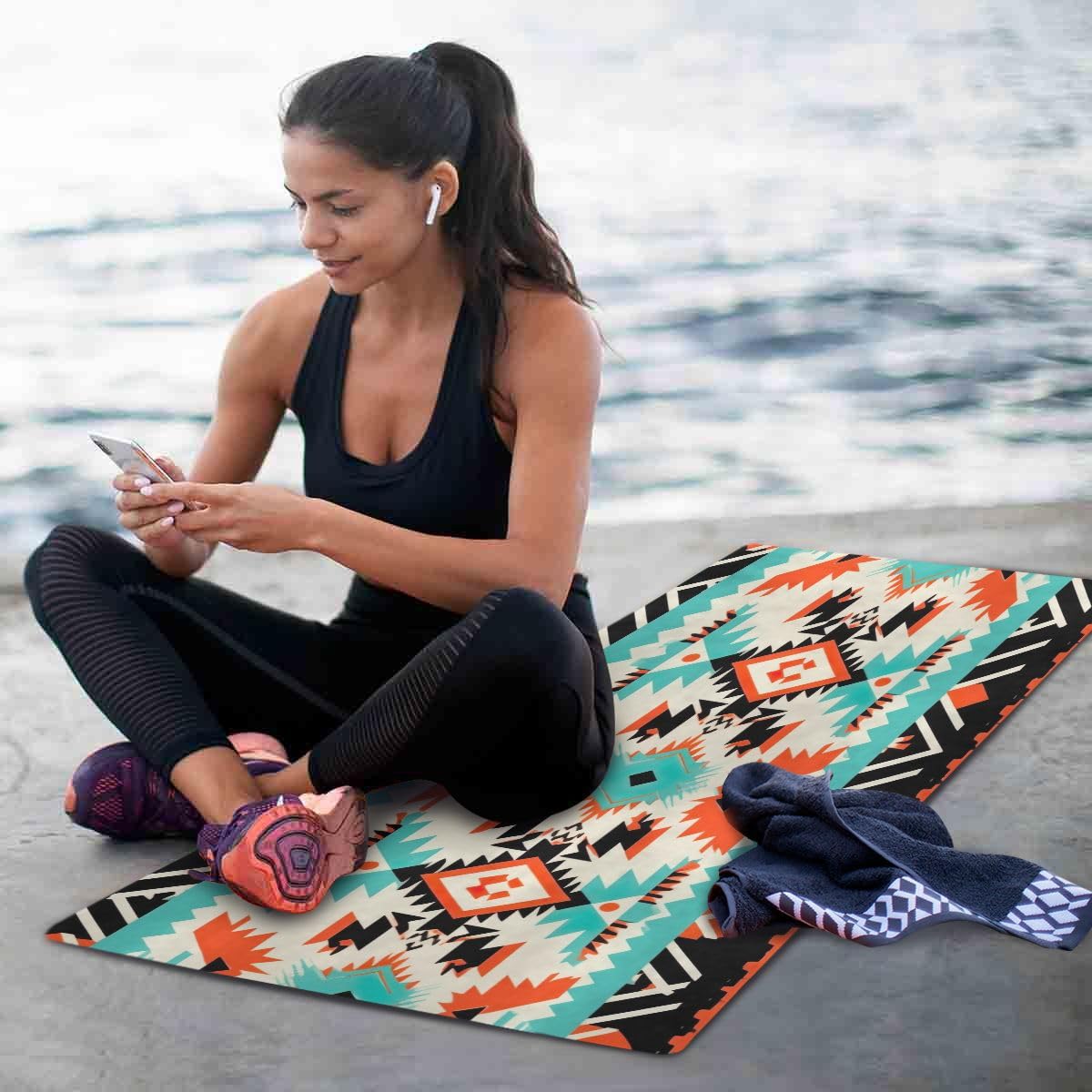 Nander Yoga Mat Thick Non-slip Soft Breathe Elastic Exercise Fitness Gym 1MM Thick Natural Rubber for Yoga Mats,Native American Tribal