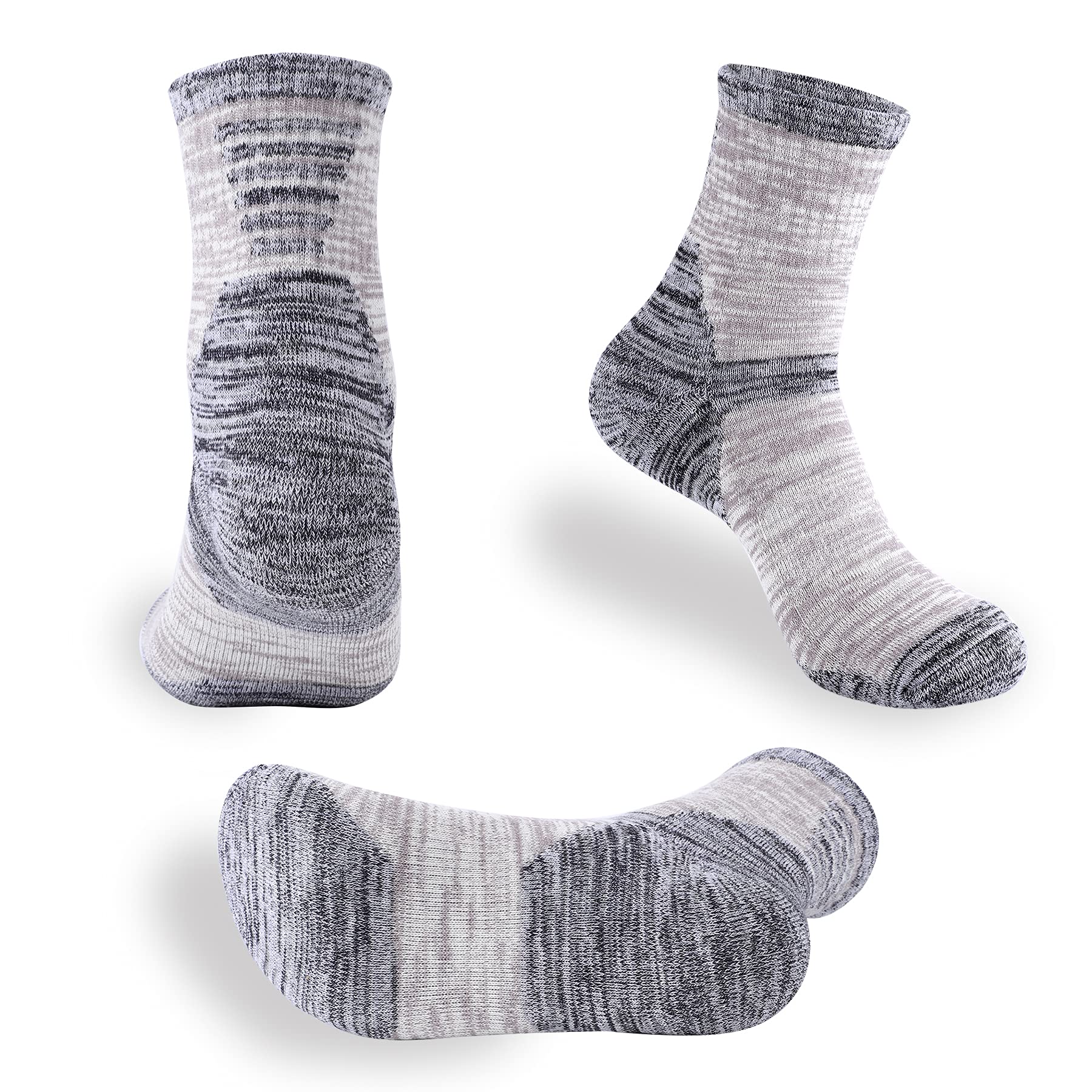 puqik walking socks,Multi Performance Cushion exercise Quarter Socks for Outdoor Camping hiking Trekking,5 Pairs
