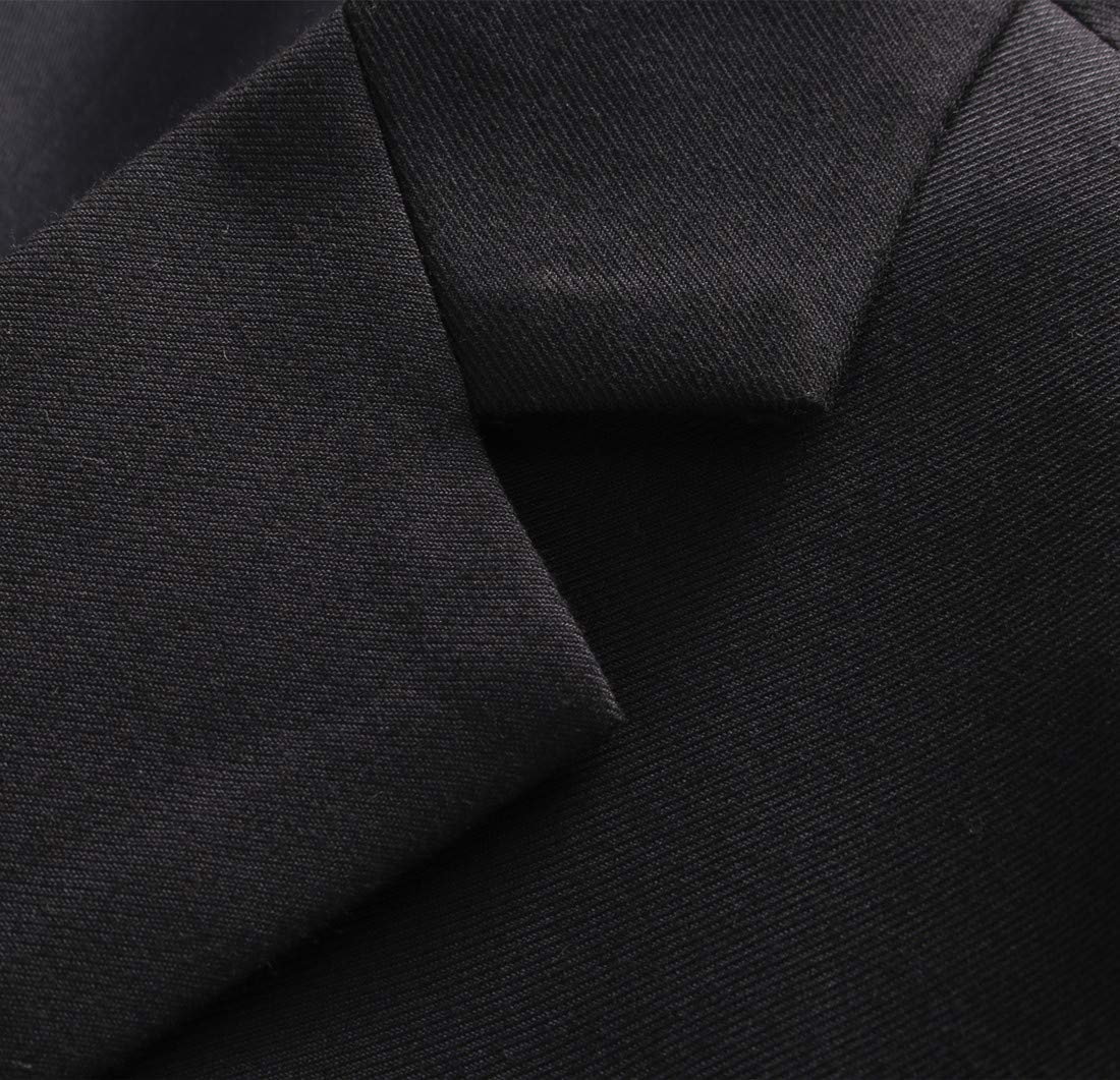 MOGU Mens Casual Dress Suit Slim Fit Stylish Blazer Coats Jackets US Size Blazer 38/Pants 34 Black