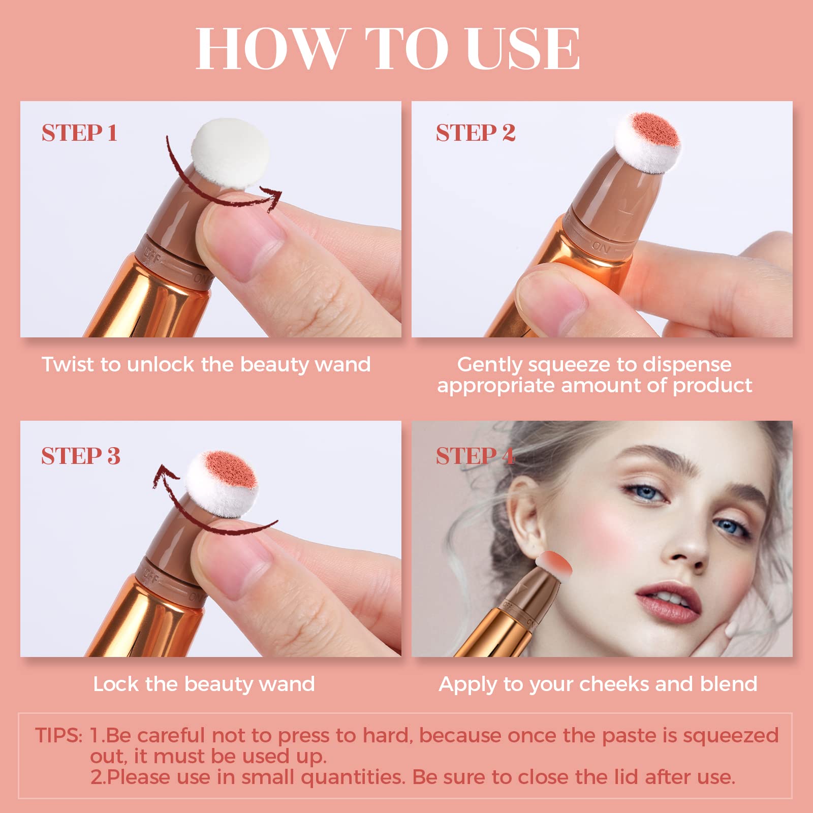 Reddhoon Contour Beauty Wand, Liquid Face Contouring & Highlighter & Blusher Stick with Cushion Applicator, Smooth Natural Matte Finish, Lightweight Blendable Super Silky Cream (3Pcs (01#Contour+02#Blush+04#Highlighter))