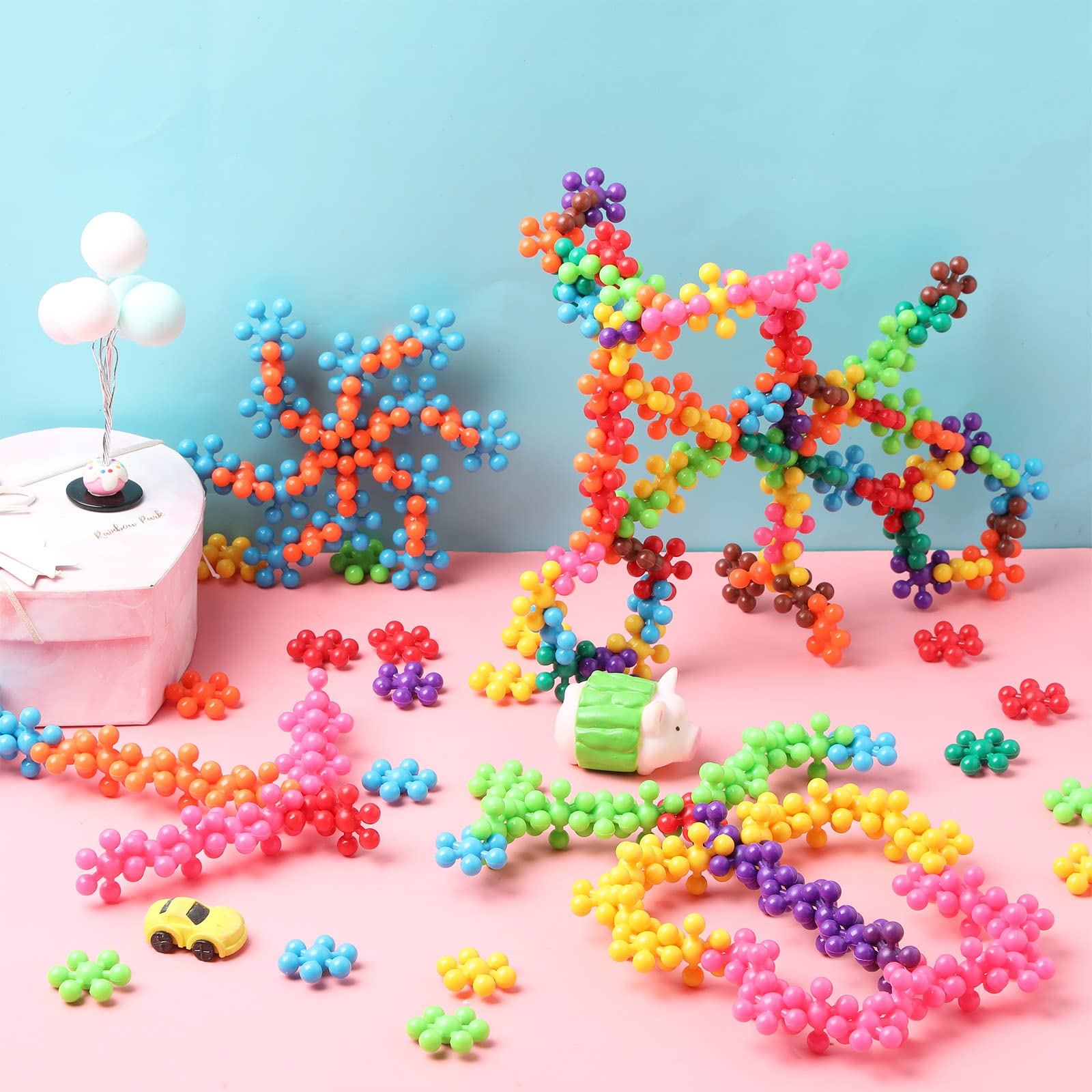 Vinsot 800 Pcs Building Blocks Stem Toys Educational Building Toys Discs Sets Snowflake Interlocking Solid Plastic Connecting Block Teaching Supplies for Preschool Boy and Girl Aged 3+ Learning Game