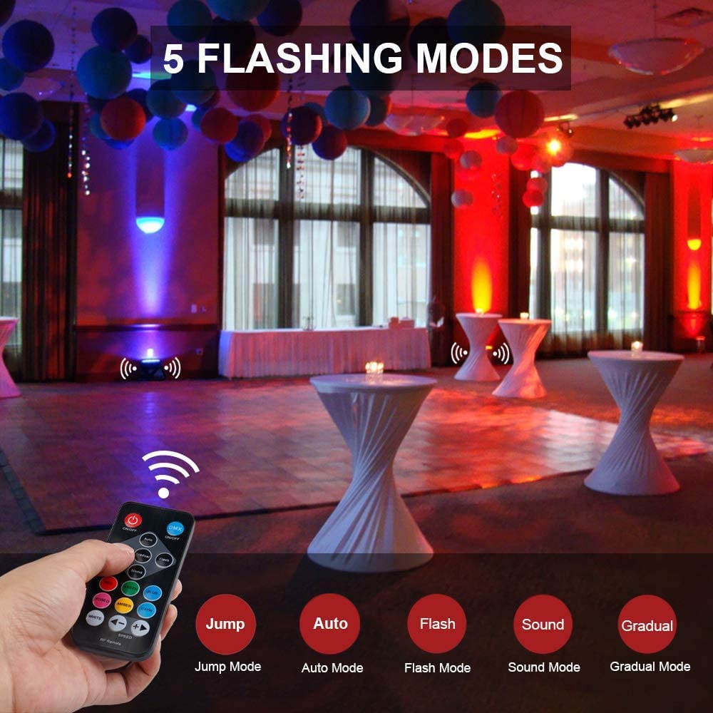 MOSFiATA Par Lights 2 Pack, RGB 36 LED Stage Lights Sound Activated DMX Control, 7 Modes Uplighting Lights with Remote Control Stage Lighting, DJ Par Party Lights for Club KTV Disco Party