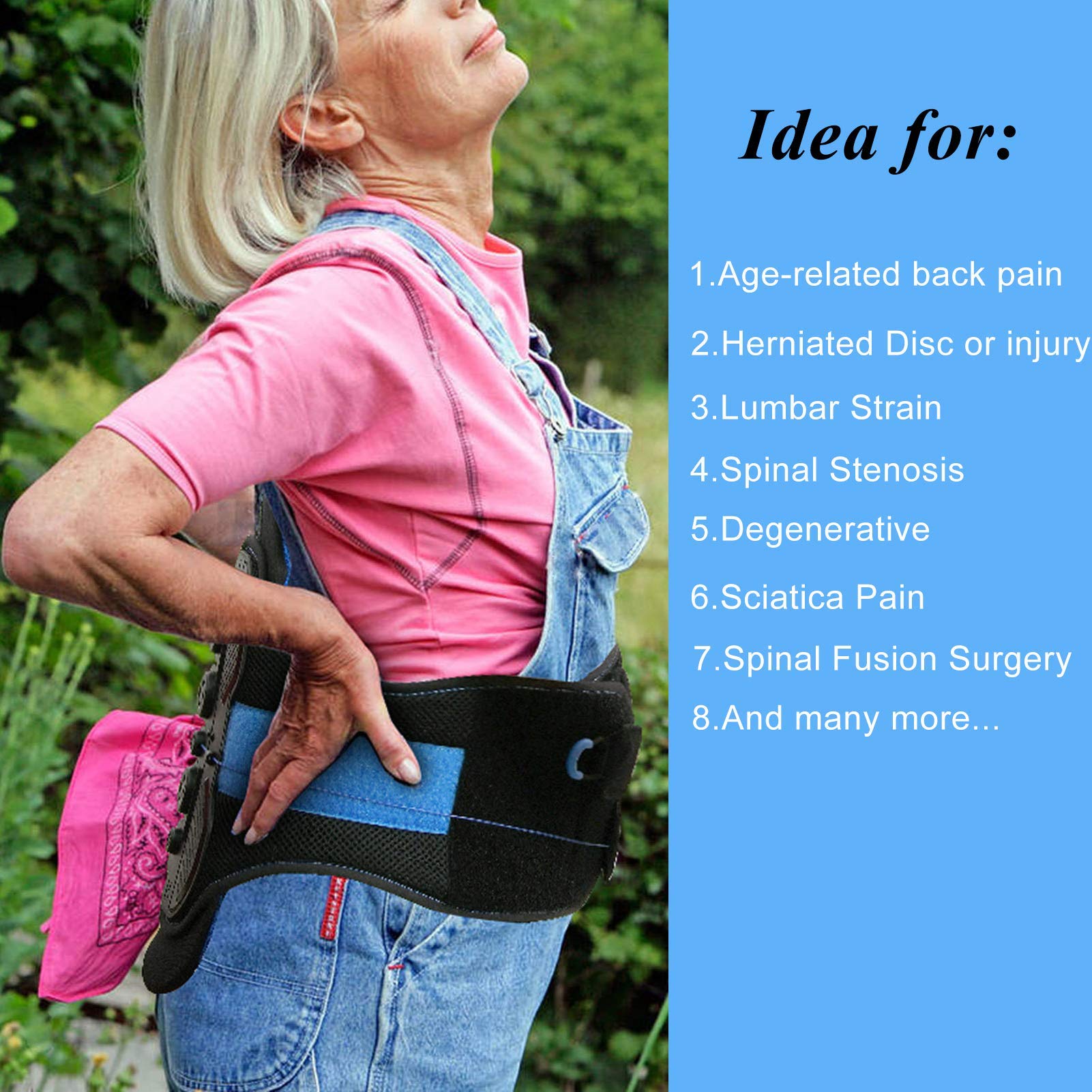 LSO Back Brace with Maximum Decompression Plate&Adjustable Arch Back SupportDual Pulley System Lumbar Support Belt for Herniated Disc Pain ReliefSpine StenosisSciaticaScoliosis(L XL fit belly 35 47 )