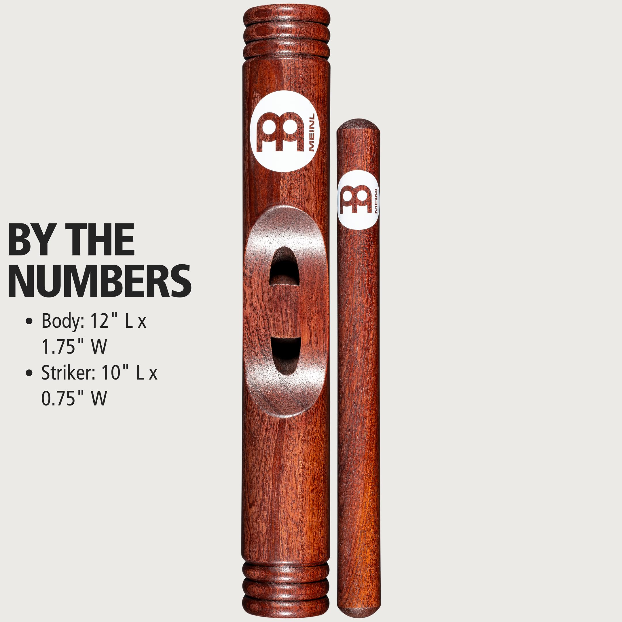 Meinl Percussion Red Finish African Select Hardwood Claves Musical Instrument Sticks, Hollow Body β NOT Made in China β for Live, Studio and Classrooms, 2-Year Warranty (CL3RW)