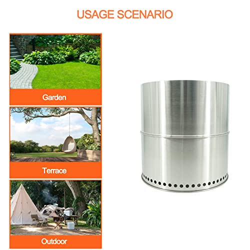 Yumpanda 16" Smokeless Outdoor Fire Pit Stove Wood Campfire Grill for Outside Stainless Steel