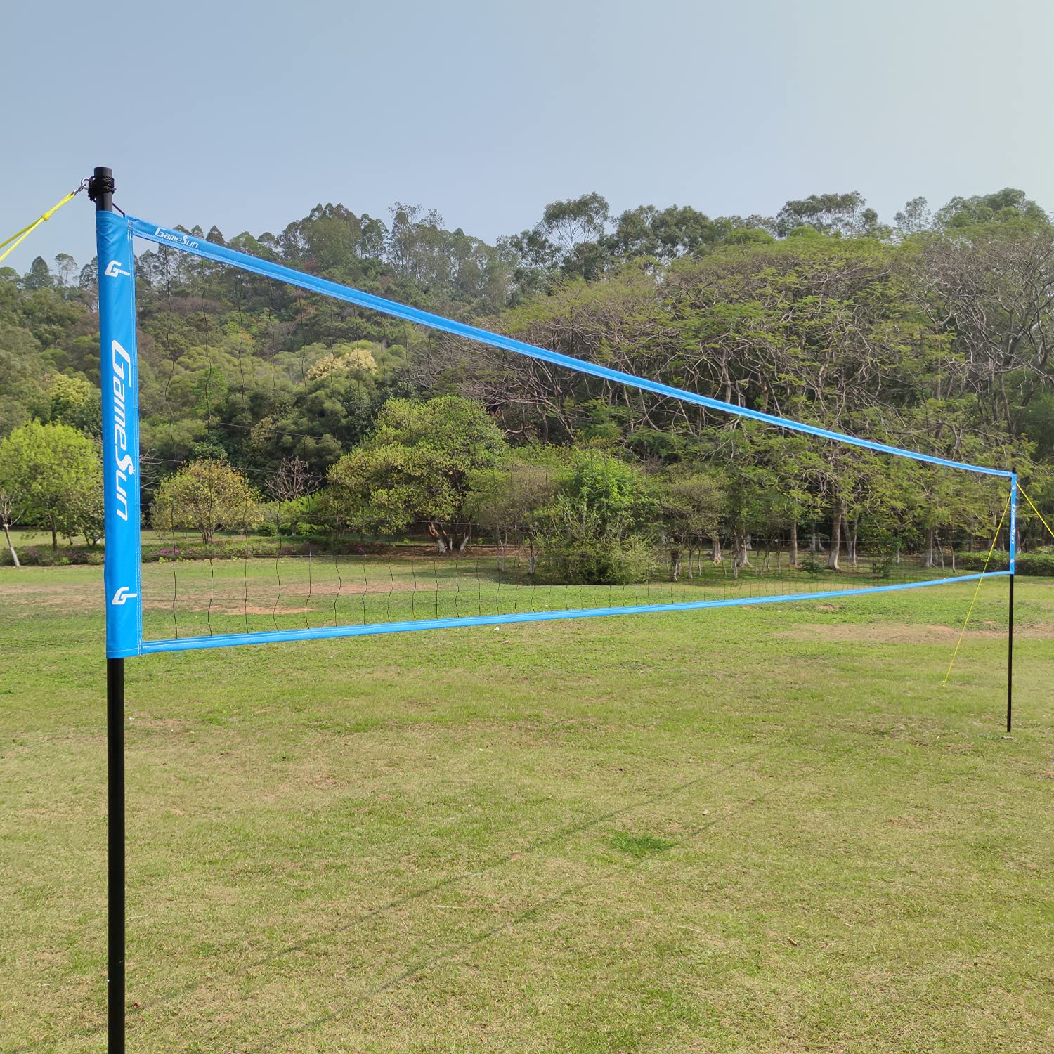 Portable Volleyball Net Set System-Portable Volleyball Set for Backyard with Professional Volleyball Net, Wrap Yarn Volleyball and Pump, Boundary Line, Carry Bag
