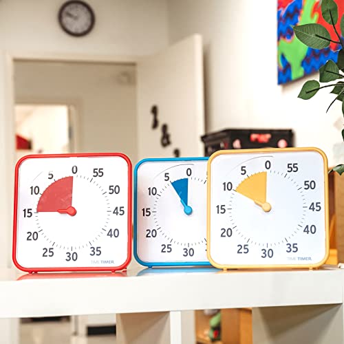 Time Timer 8 Inch Learning Center Classroom Set β 60 Minute Visual Timer for Kids with Dry Erase Activity Cards for Kids Classroom, Learning Centers and Teachers Desk Clock, Primary (3-Pack)