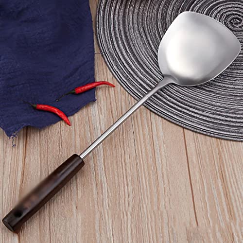 MABSSI Stainless Steel Kitchenware Solid Wood Handle Frying Spatula Soup Spoon Cookware Sets Home Cooking Kitchen Tools Supplies