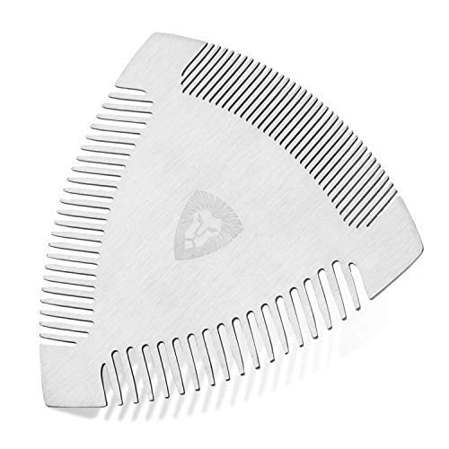 Luxury Multi-Use Comb for Hair, Mustache and Beard. Crafted Stainless Steel. Comes with a Genuine Full Leather Carry Case.
