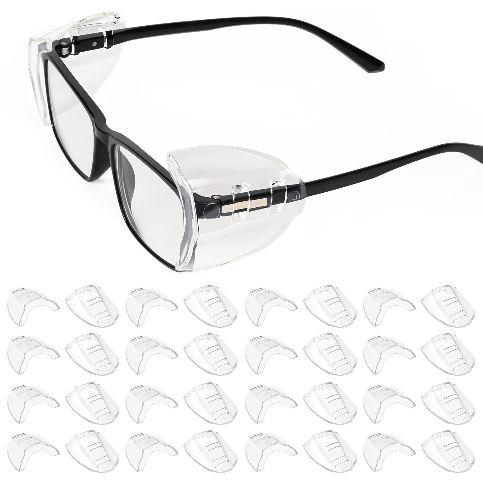 YunTuo 16 Pairs Eye Glasses Side Shields for Prescription Glasses, Slip on Clear Side Shield- Fits Small to Large Eyeglasses