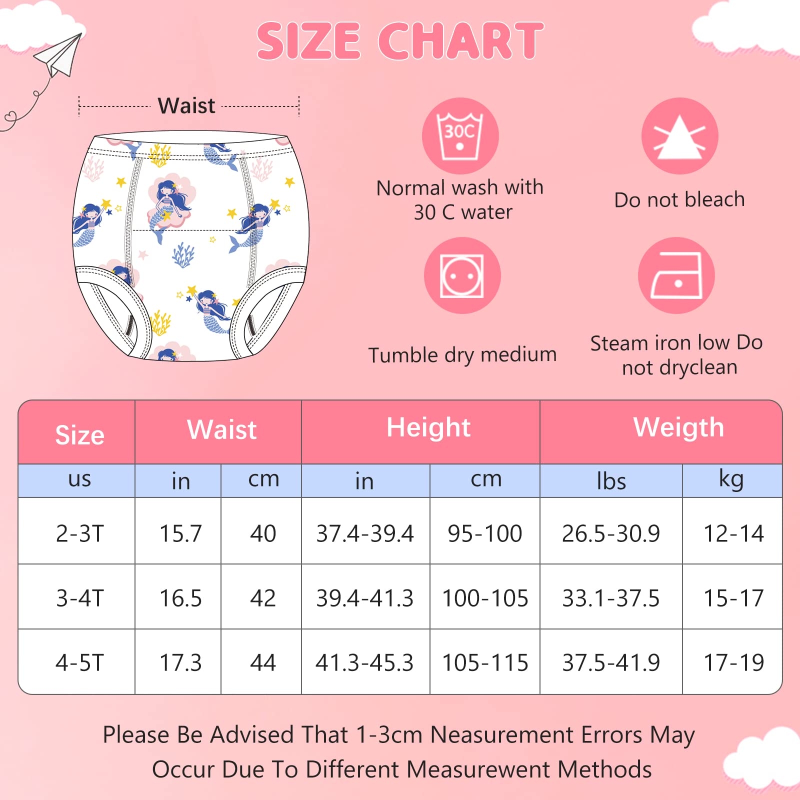 SYNPOS Reusable Baby Boys Girls Potty Training Pants 4 Pack Waterproof Breathable Underpants Cotton Soft Absorbent Training Underwear for Toddler Boys Girls 2T 3T 4T 5T