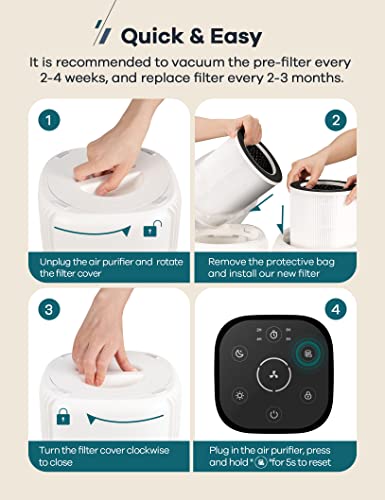 WELOV P100 / P100 Pro Air Purifier Replacement Filter, 3-in-1 H13 True HEPA and High-Efficiency Activated Carbon Filter for Pet Dander Hair Pollen Dust Mite Smoke Kitchen Odor