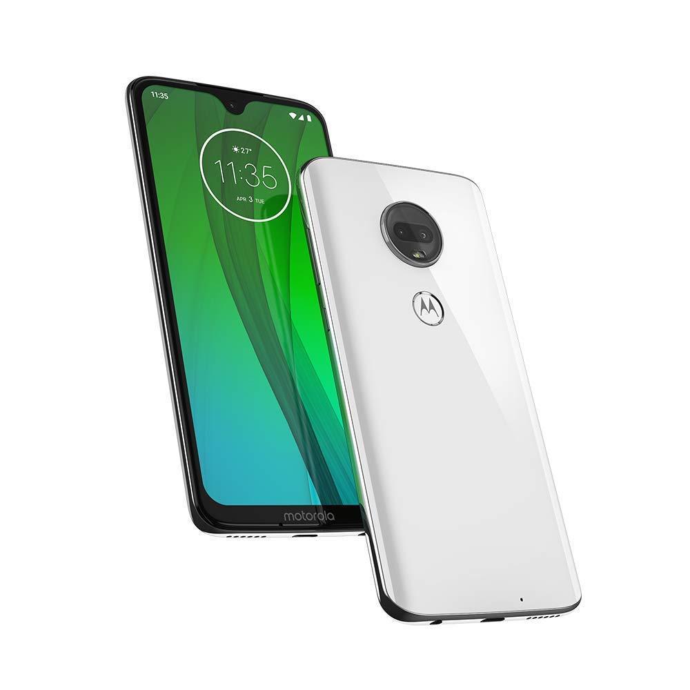 Motorola Moto G7 (64GB, 4GB RAM) Dual SIM 6.2" 4G LTE (GSM Only) Factory Unlocked Smartphone International Model XT1962-4 No Warranty (Clear White)