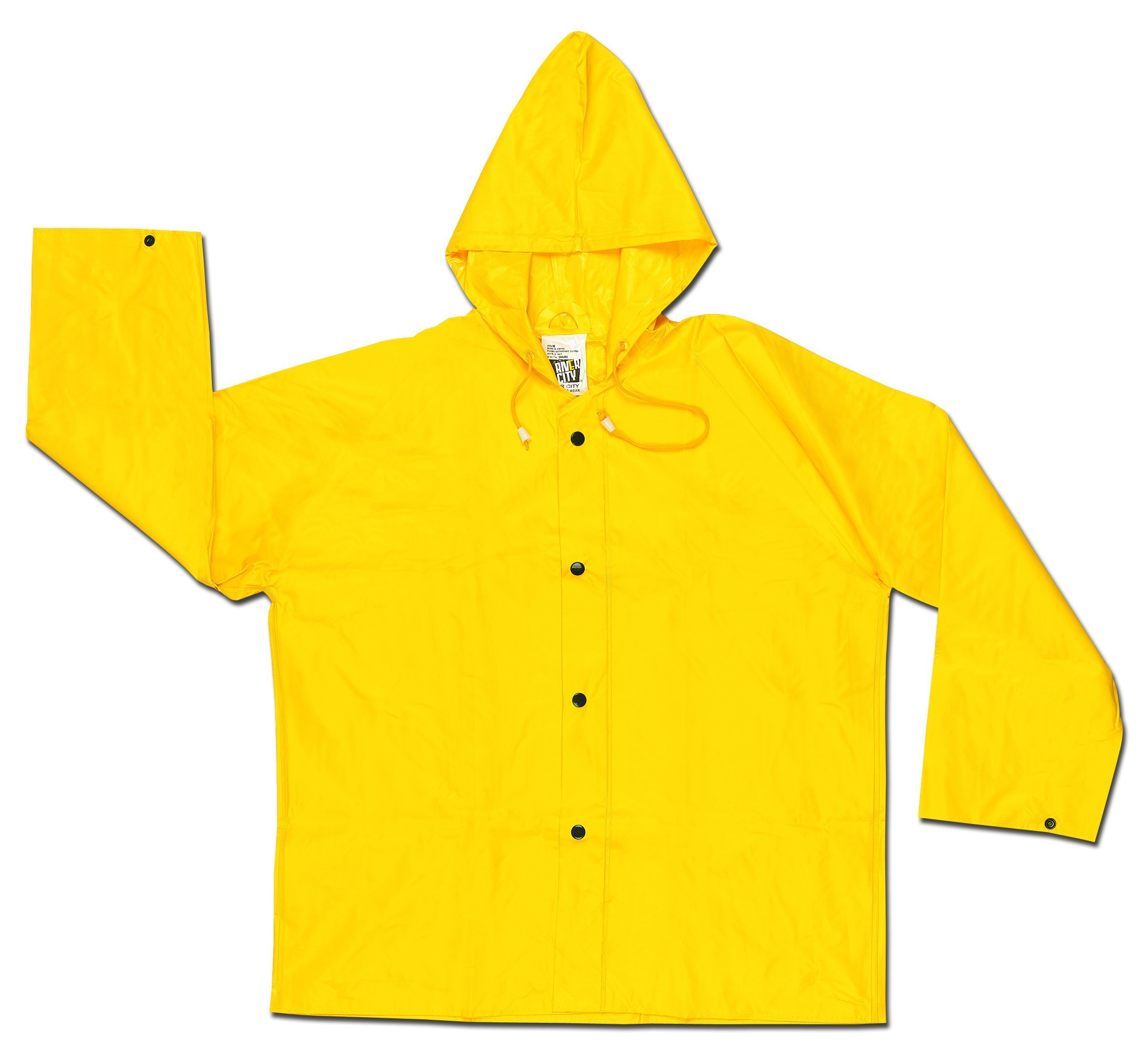 MCR Safety 300JHX2 Wizard PVC/Nylon Flame Resistant Jacket with Attached Hood, Yellow, 2X-Large