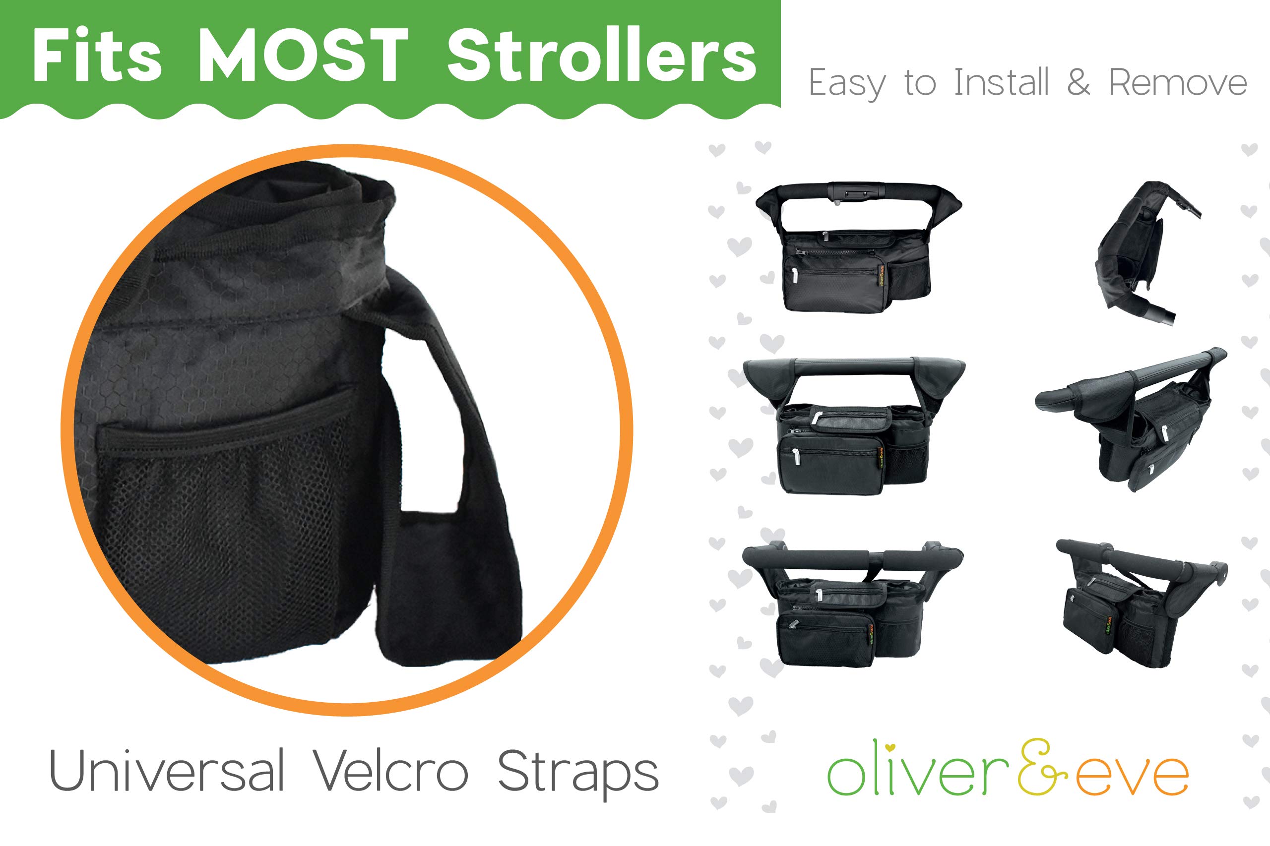 Oliver & Eve Washable Universal Stroller Organizer Bag Waterproof with Insulated Cup Holders - Extra Toy and Accessories Storage Makes Travel Easy - Smart Baby Stroller Caddy for Modern Parents