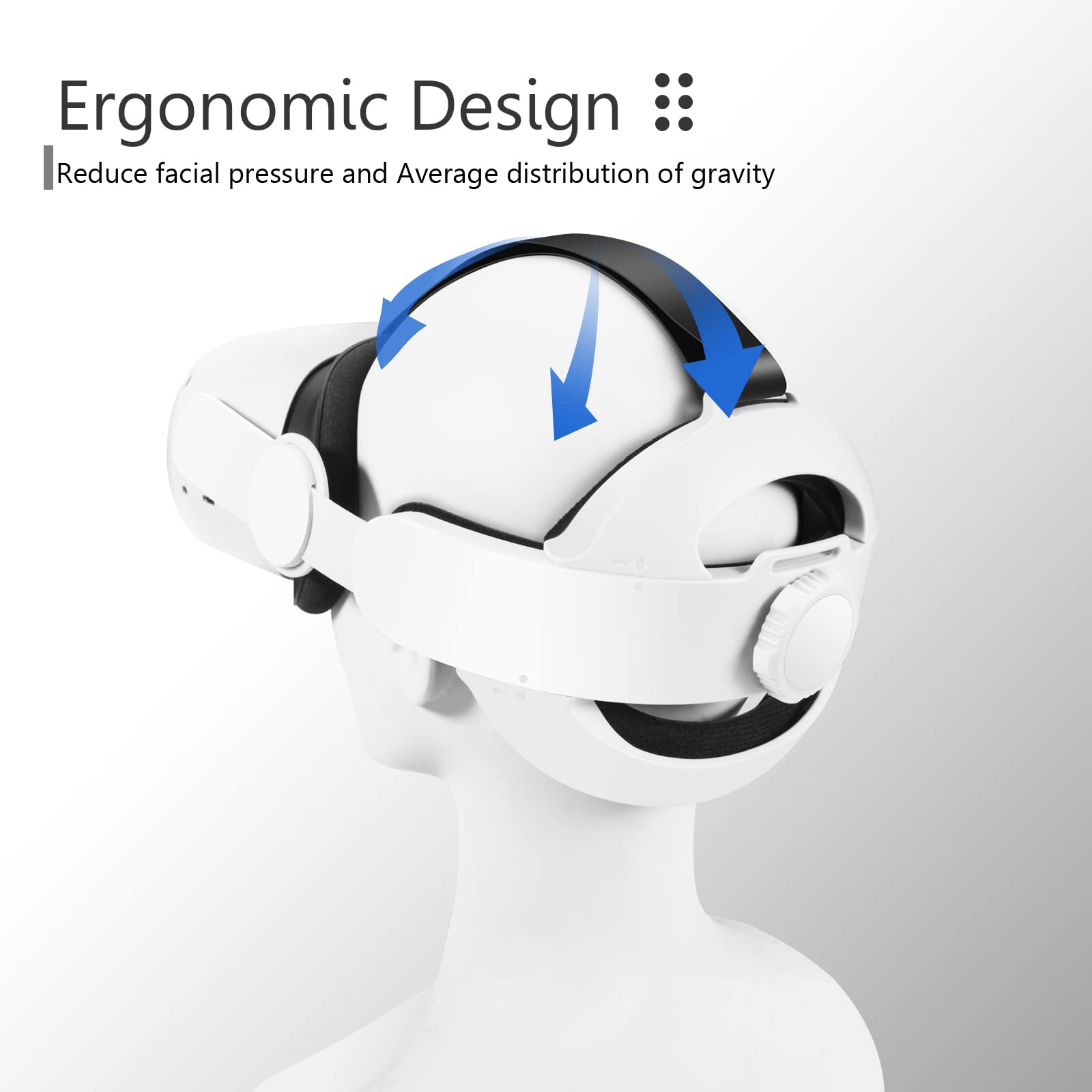 MUGEYMYD Head Strap for Oculus/Meta Quest 2, Replacement for Elite Strap Accessories Reduce Face Pressure Comfortable Touch,4-in-1 Version Design