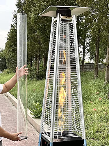 Unicoshape Patio Heater Replacement Parts - 49.5" Tall 4" Diameter - Quartz Glass Tube - Compatible with Four-Sided Pyramid Flame Outdoor Heater - with Neoprene Rubber Silicone Connecting Ring