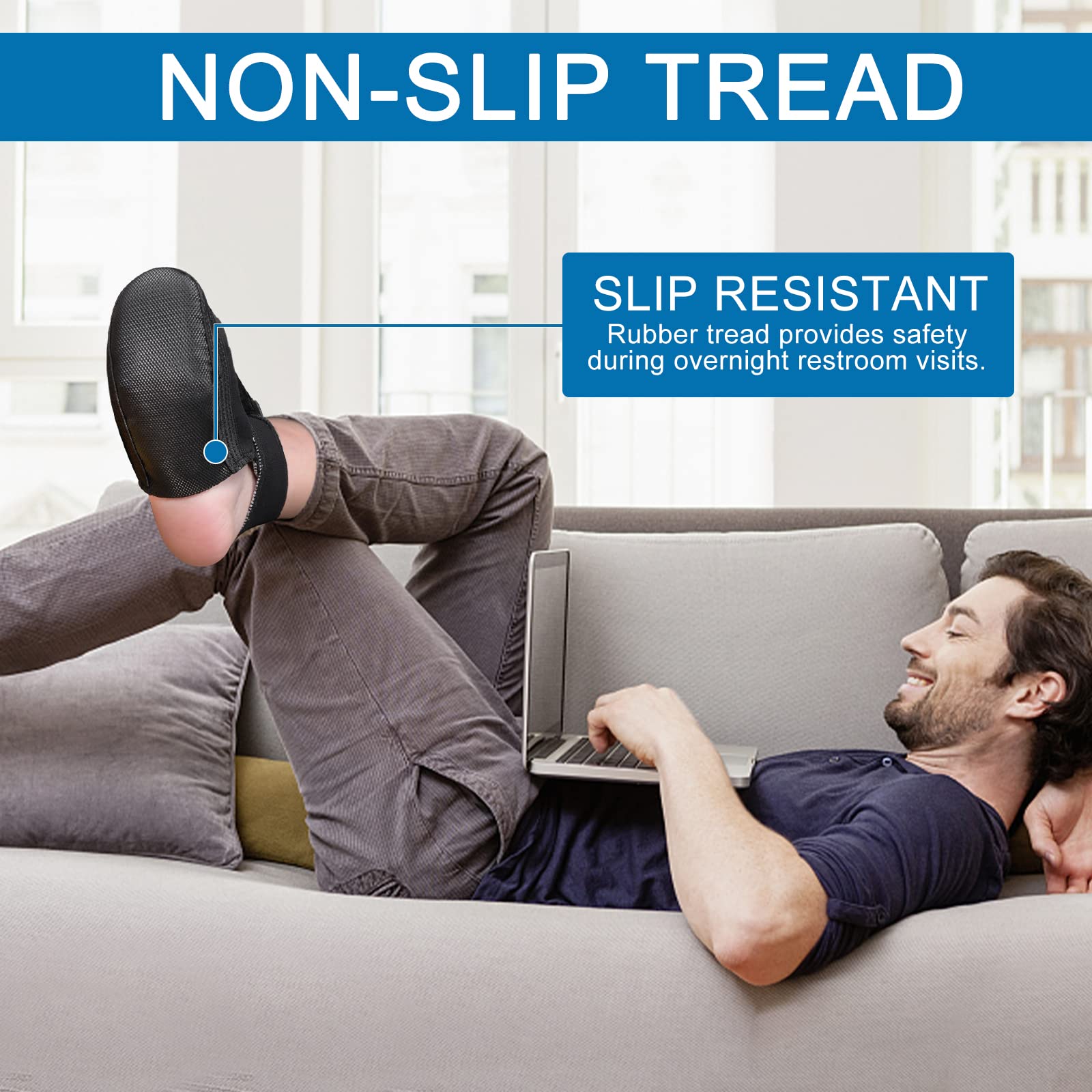 OneBrace Plantar Fasciitis Night Splint Sock, Soft Stretching Boot Splint for Aching Feet & Heel Relief,Achilles Tendonitis Foot Support Brace for Right or Left Foot(Large)