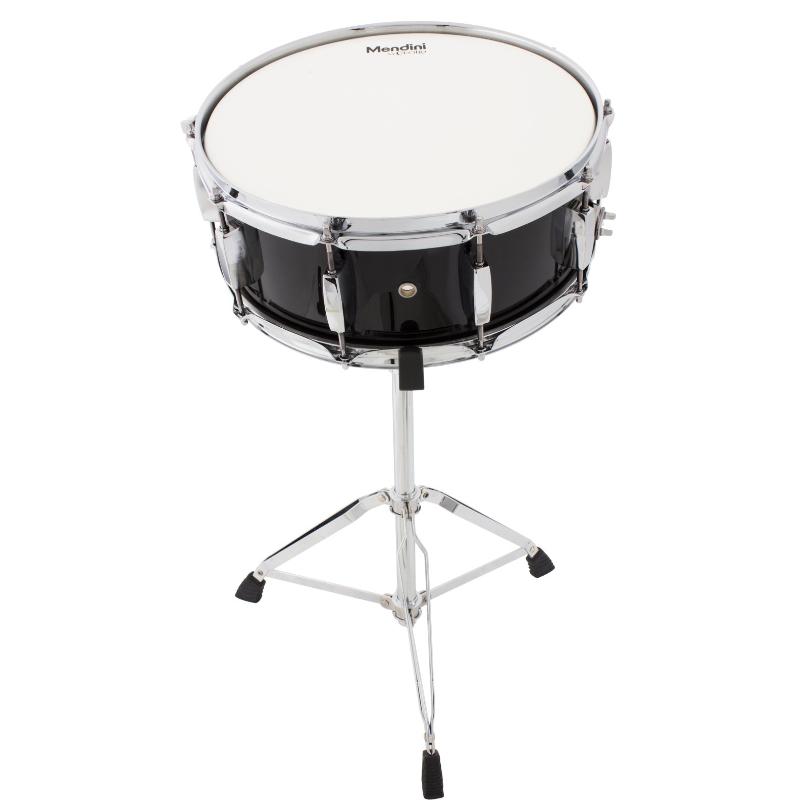 Mendini Student Snare Drum Set with Gig Bag, Sticks, Stand and Practice Pad Kit, Black, MSN-1455P-BK