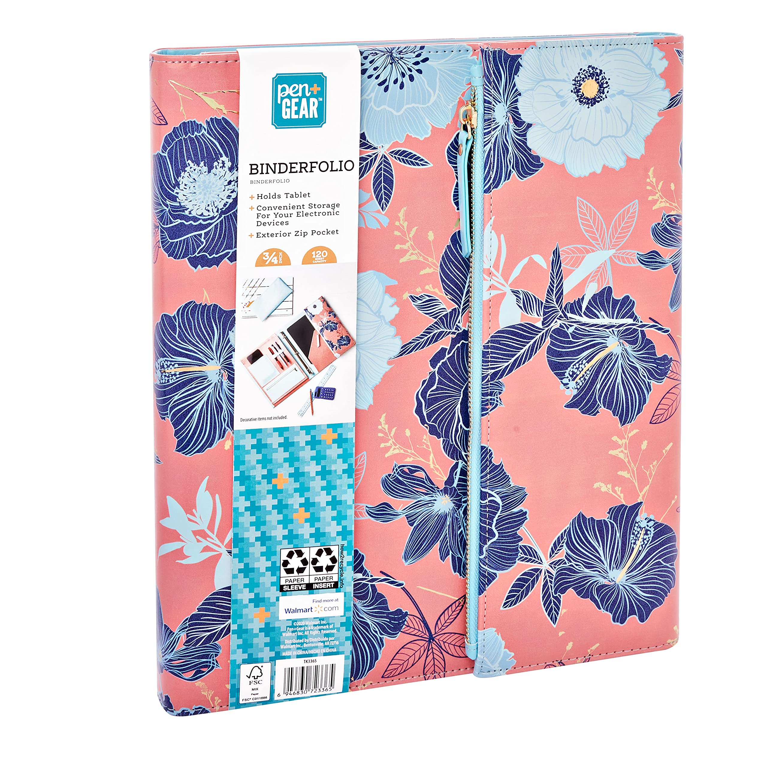 Pen + Gear Coral Floral Pattern Binderfolio
