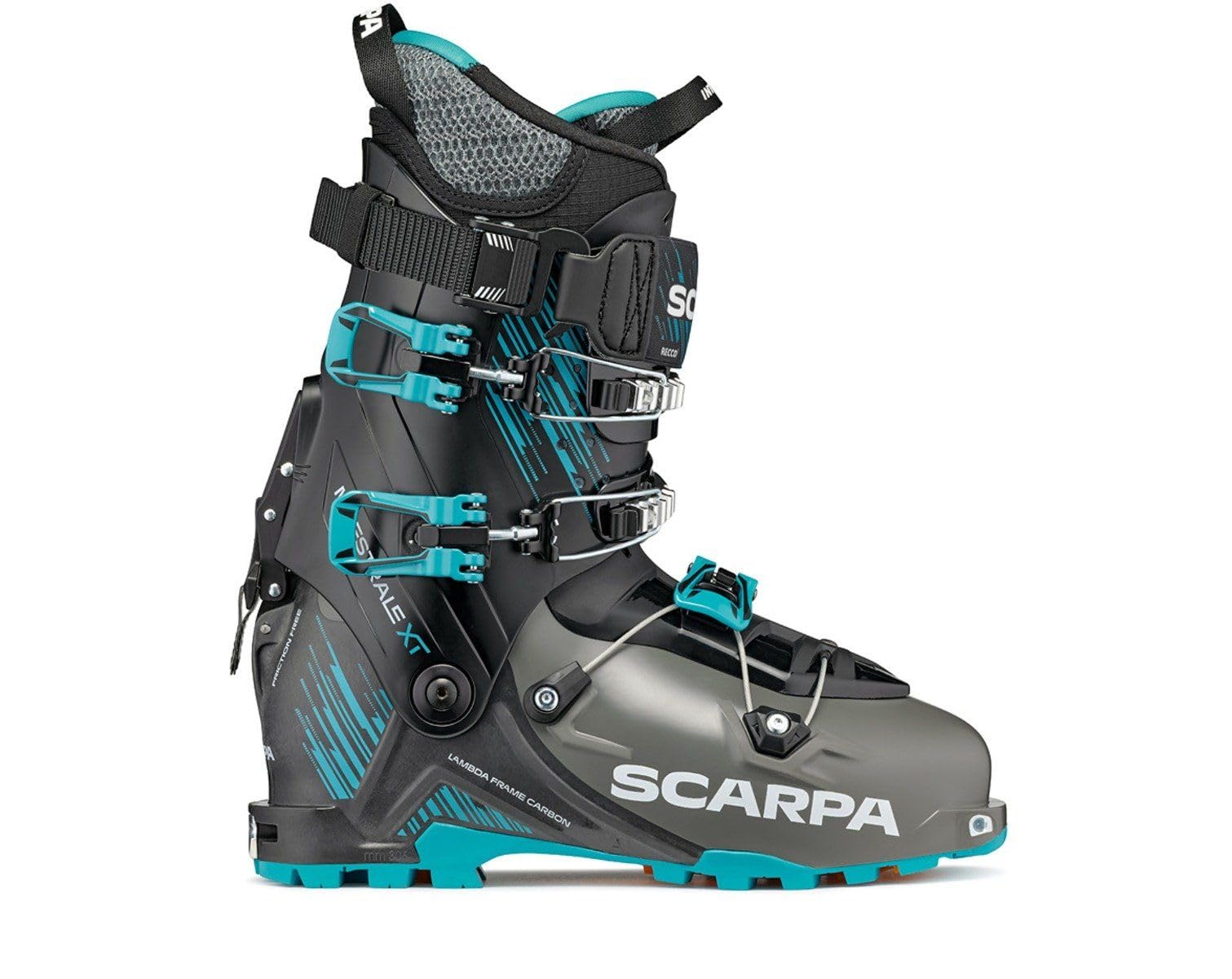 SCARPA Men's Maestrale XT Alpine Touring Ski Boots for Backcountry and Downhill Skiing - Anthracite/Azure - 29.5