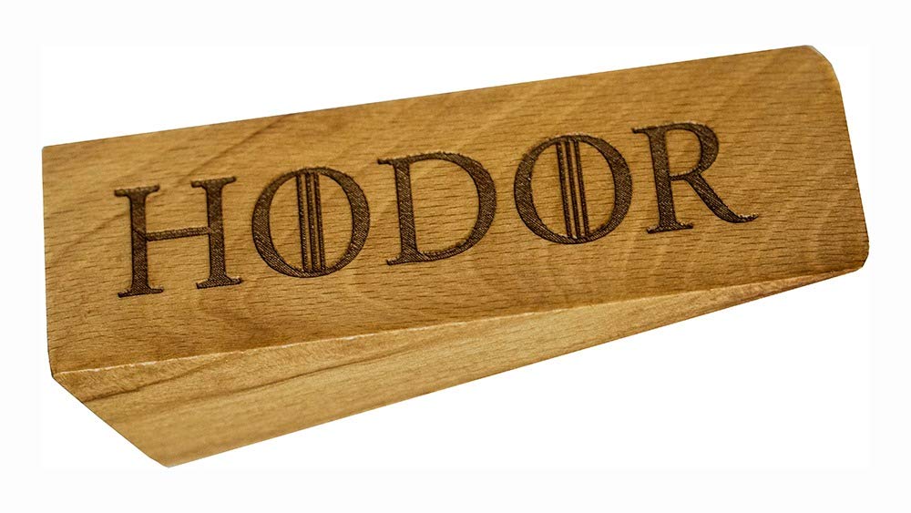 Natural Door Stop Hodor Stopper Elms Wood Ulmaceae Strong Hold Anti- Slip Rubber Wedge GOT Compatible with Every Surface 3 Pack Gift Engraved Merchandise Gag