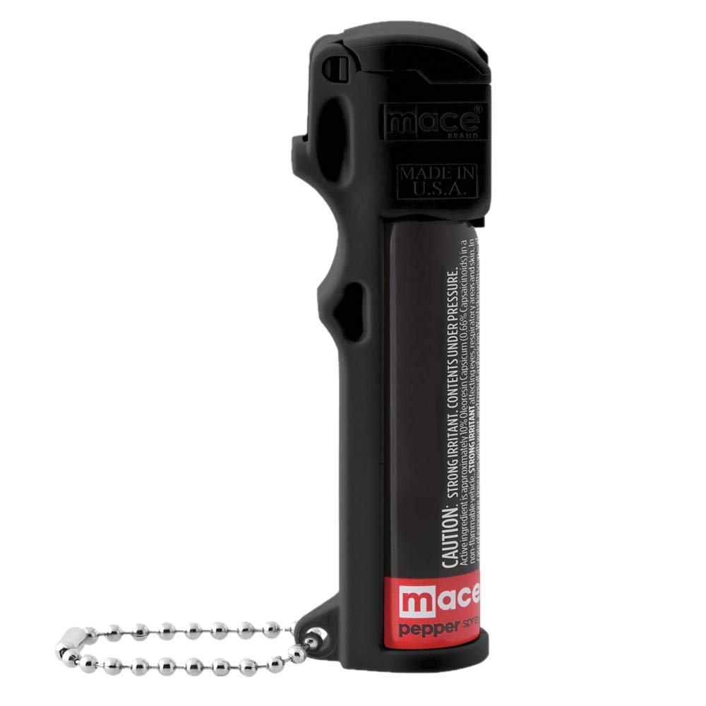 Mace Brand PepperGuard Personal Pepper Spray (4 Pack, Black) – 12’ Powerful Pepper Spray with Police Strength OC Pepper Formula — Includes Keychain, Leaves UV Dye on Skin – Mace Spray Self Defense