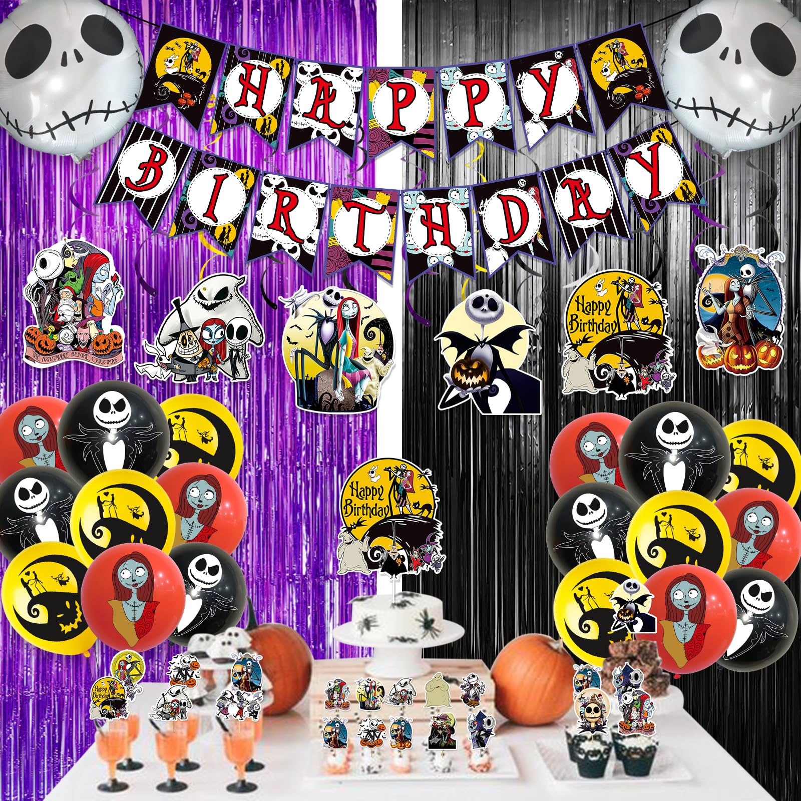 Nightmare Birthday Party Decorations Jack and Sally Birthday Party Decorations Halloween Nightmare Party Decorations Nightmare Cupcake Topper Nightmare Before Cake Decorations Nightmare Birthday
