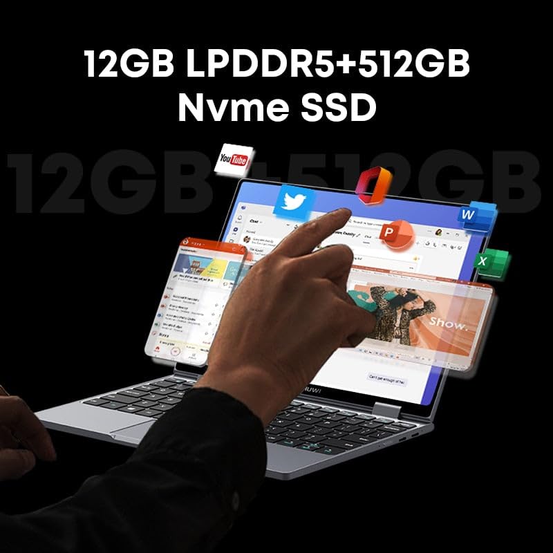 MiniBook X Laptop 2-in-1 Yoga Mode Intel N100 N5100 10.51 Inch 12GB 512GB SSD Windows 11 Notebook Spain/MiniBook X Grey/EU|Intel N5100