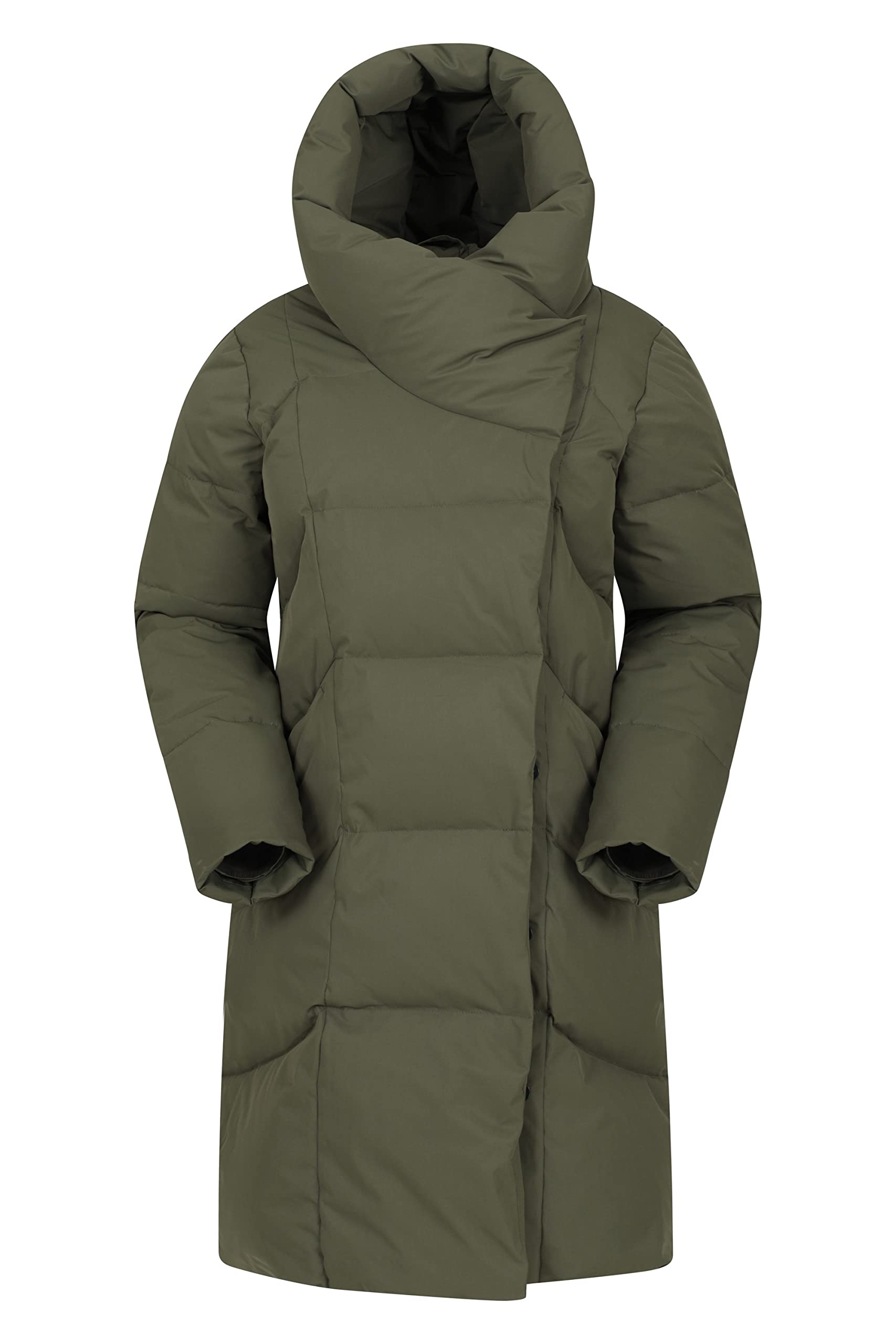Mountain Warehouse Cosy Wrap Womens Down Padded Jacket - Water Resistant Ladies Winter Coat, Down Fill Power 600, Warm Puffer Jacket -for Winter Travelling & Daily Use Khaki 12