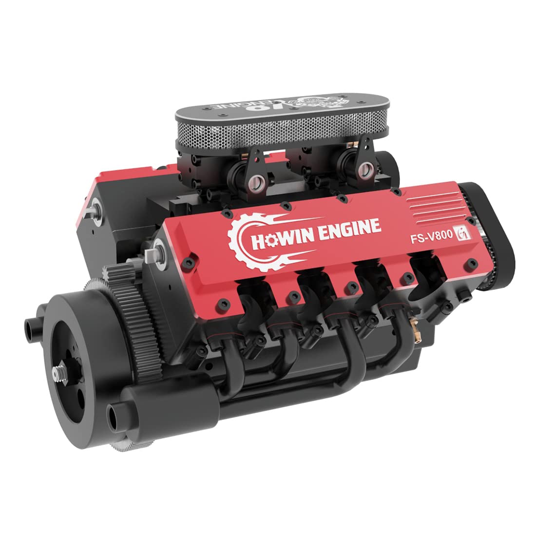 ZUSTER V8 Engine Model TOYAN HOWIN FS-V800G 1:10 V8 28cc 8 Cylinder 4 Stroke Simulation DIY Assembly Water-Cooled Science Education Engine Model for RC Car Boat