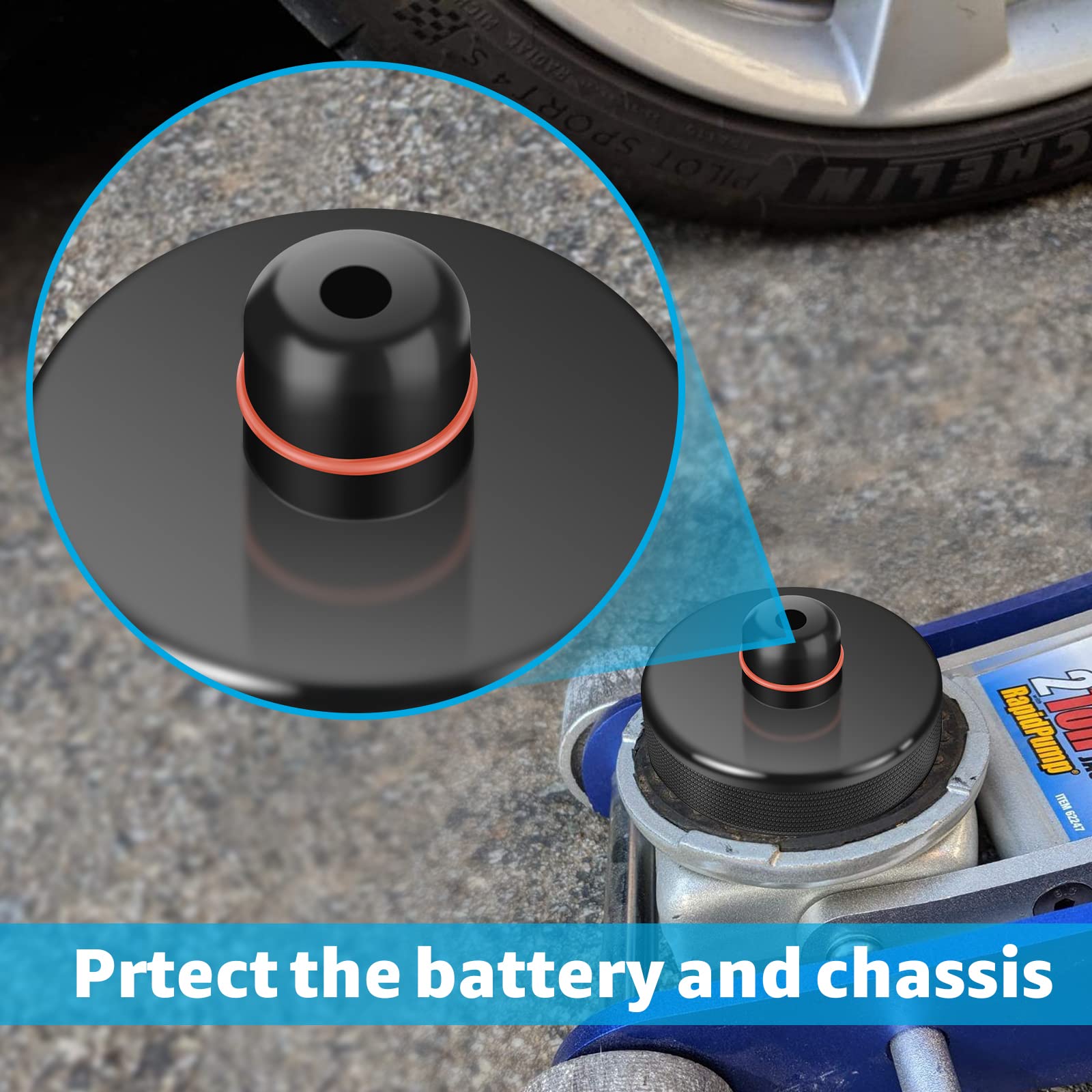 Motrobe Tesla Jack Pad Lifting Jack Pucks Stand Accessories for Protects Battery and Chassis Compatible with Tesla Model 3/S/X/Y, 4 Pucks with Storage Case