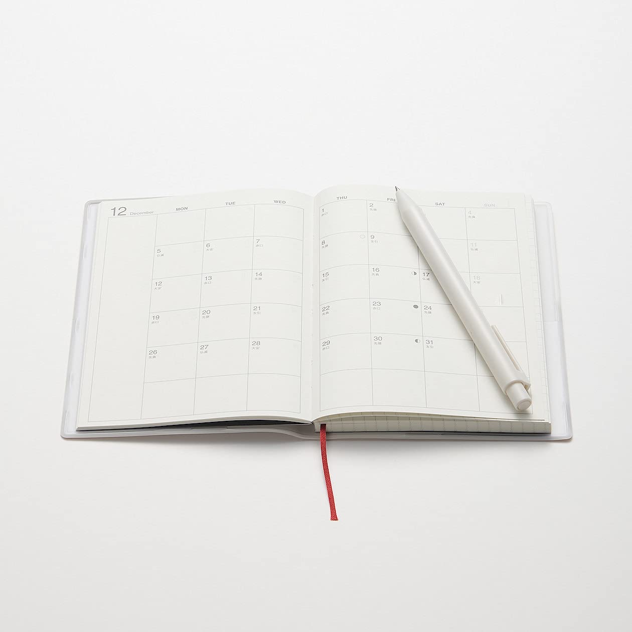 MUJI Monthly/Weekly Schedule Book 2022 A6 Size White Gray Beginning December 2021 Polyvinyl Chloride Cover Planner Scheduler