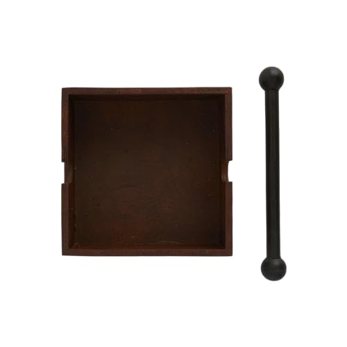 Square Wood Napkin Holder with Metal Bar