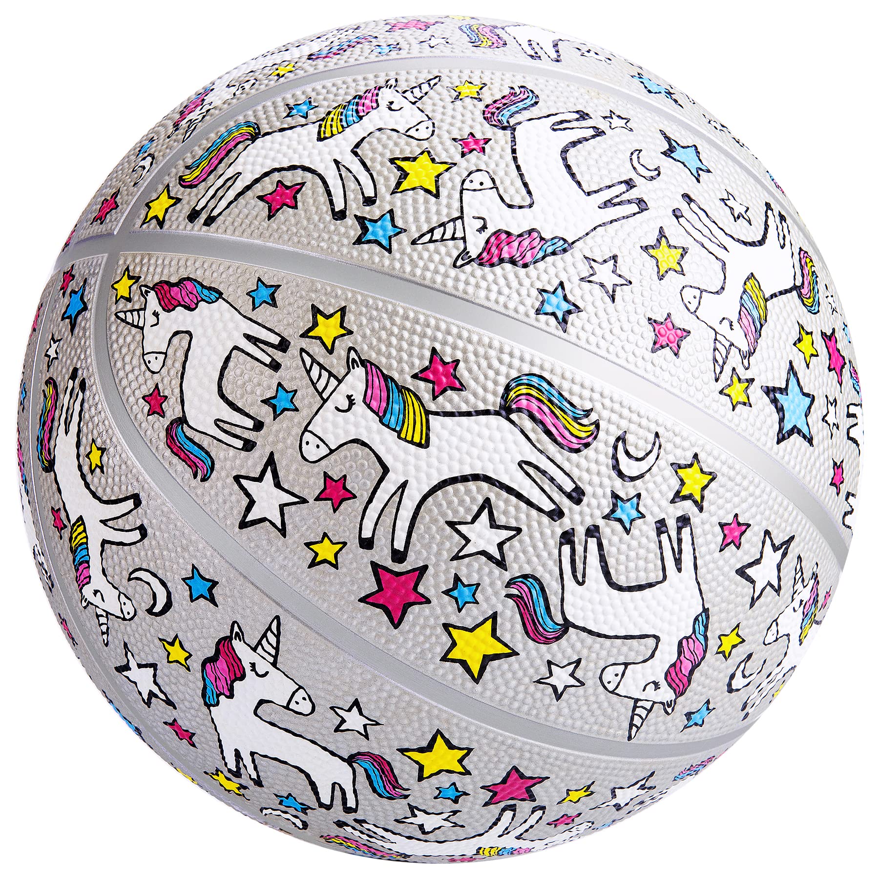 Richball Kids Basketball Size 5 Youth, 27.5" Girls Basketball Indoor Outdoor, Cartoon Unicorn Pink Basket Ball for Juniors Teens, Street Ball Games with 1 Pump, 1 Net