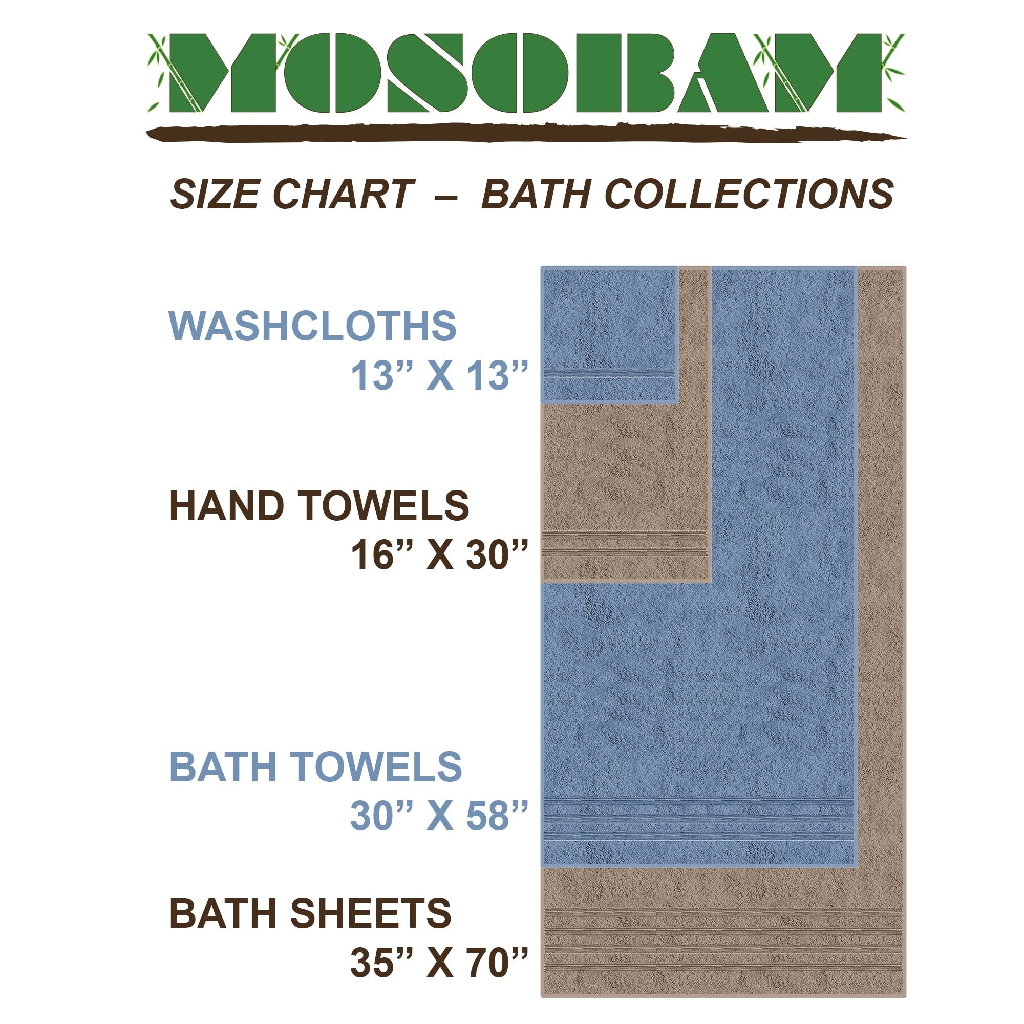 Mosobam Luxury Turkish 8pc Towel Set 30X58 16X30 13X13 Charcoal Gray (Dark Grey) 700 GSM Bamboo Viscose & Aegean Turkish Combed Cotton