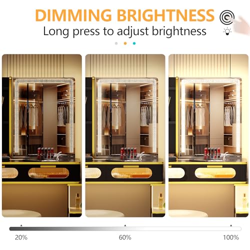 LVSOMT Vanity Desk with Mirror and Lights for Girls Gift, Small Makeup Vanity with Voice Activation & Wireless Charging, Dressing Table with Lighting Mirror for Bedroom, Children's Room(Matt Black)