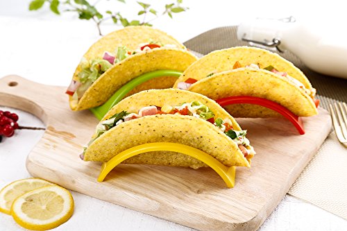 Stackable Taco Stand Up Holders,Colorful Non Toxic BPA Free Rack, Set of 18, 3 Colors