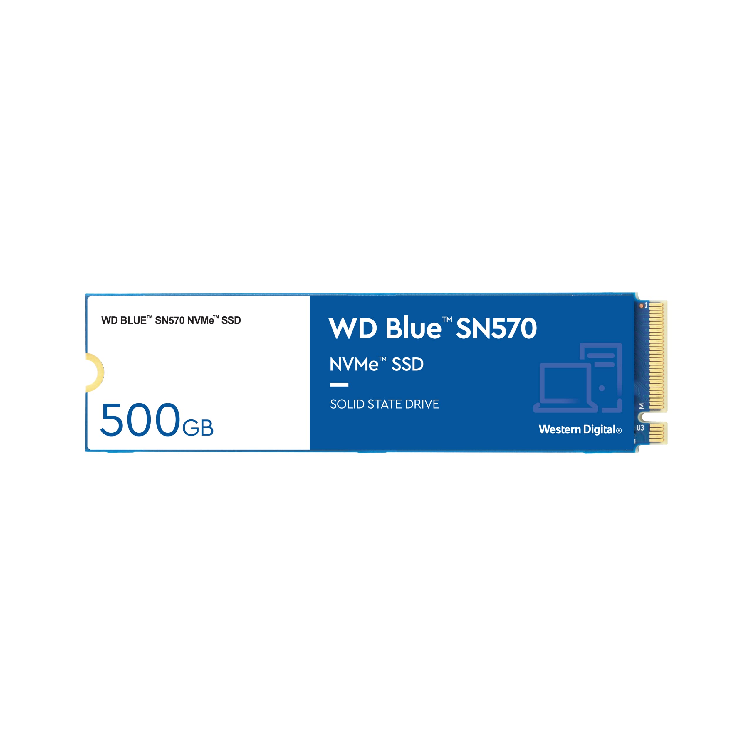 Western Digital 500GB WD Blue SA510 SATA Internal Solid State Drive SSD - SATA III 6 Gb/s, 2.5"/7mm, Up to 560 MB/s & 500GB WD Blue SN570 NVMe Internal Solid State Drive SSD - Gen3 x4 PCIe 8Gb/s