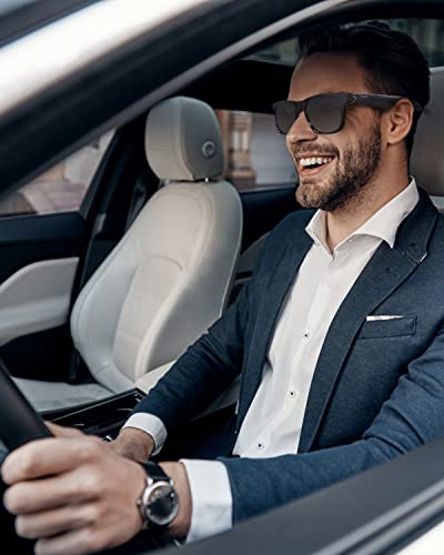 VIOZEE Smart Glasses with Voice Assistant: Blue Light Filtering & Polarized Sunglass Lenses Touch Control Open Ear Surround Sound with Built-in Mic & Speakers