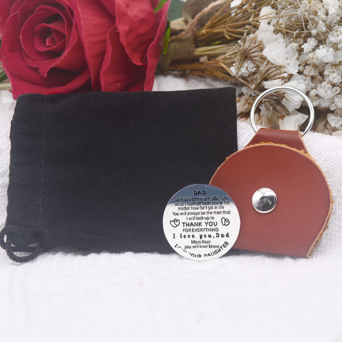 to My Dad Pocket Hug Token Gift, Long Distance Relationship Keepsake Stainless Steel Double Sided,Pocket Hug Token Gift for Dad from Daughter - Thank You for Everything
