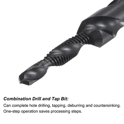 uxcell Combination Drill and Tap Bit, 1/4" Hex Shank M4 x 0.7 Metric TiAlN Coated M35 Cobalt High Speed Steel Spiral Flute Drilling Tapping Tool 2pcs