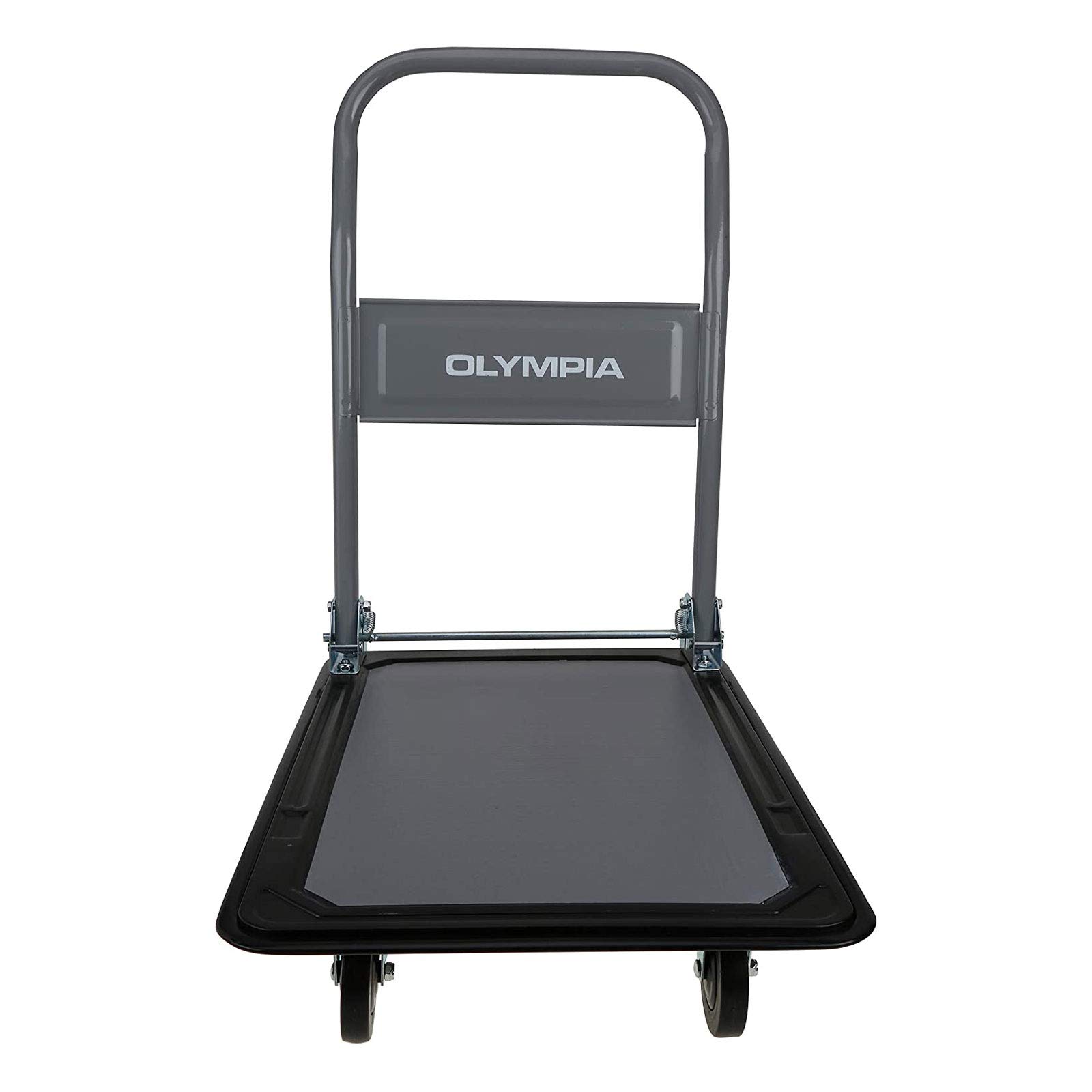 Olympia Tools Foldable Push Cart Dolly - 330 Lb. Capacity Heavy Duty Platform Truck with 360° Swivel Wheels (Gray/Black)
