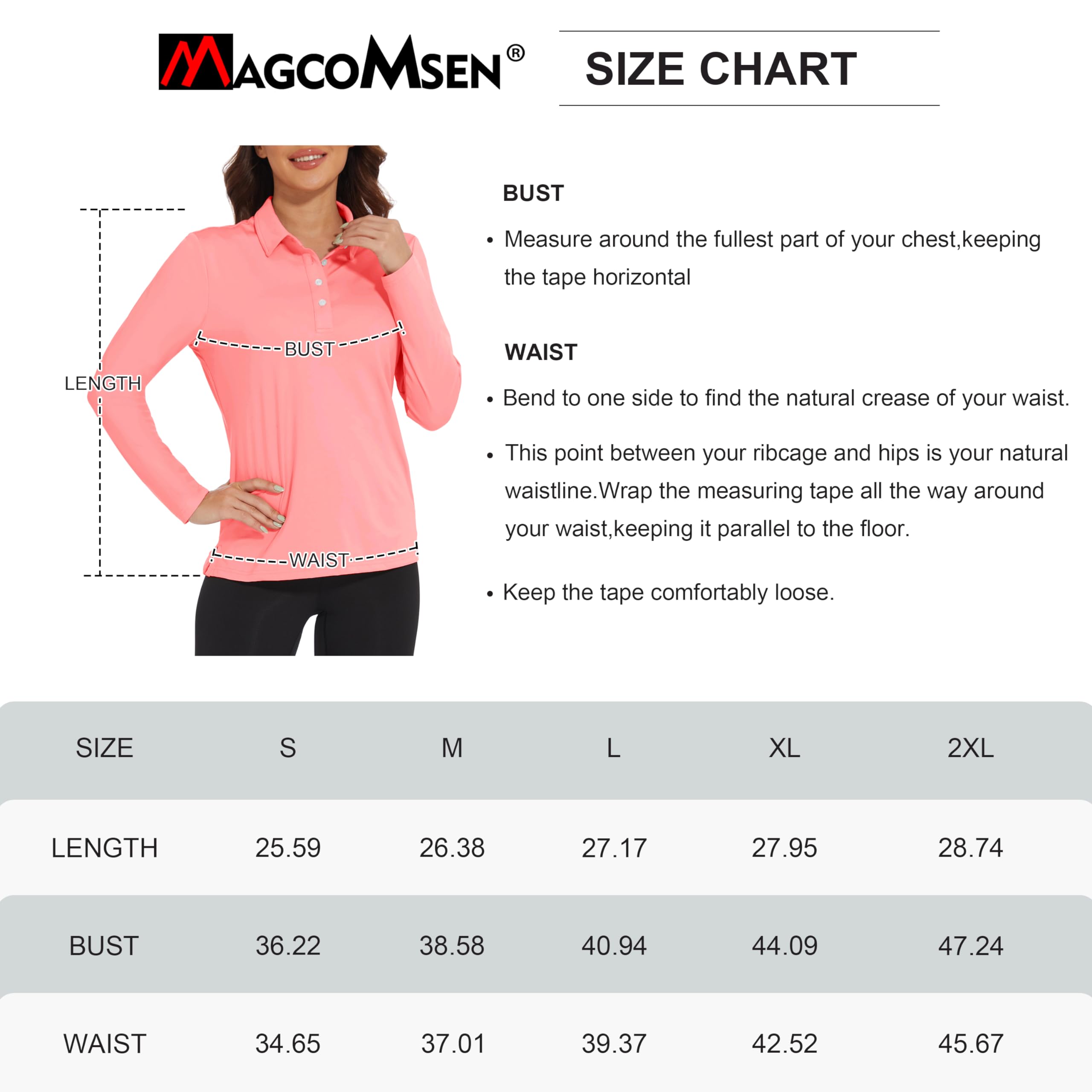 MAGCOMSEN Women's Fishing Polo Shirts Long Sleeve Collared UPF 50+ Quick Dry Performance Rashguard for Women Activewear Pink,M