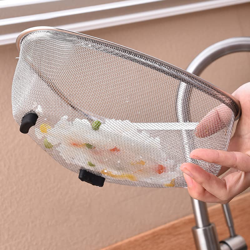Stainless Steel sink drain basket, Kitchen Food Waste Leftovers Food Catcher Garbage, Corner Kitchen Sink Strainer Basket for Draining Residuum, Drip Drying Sponge (1Pcs)