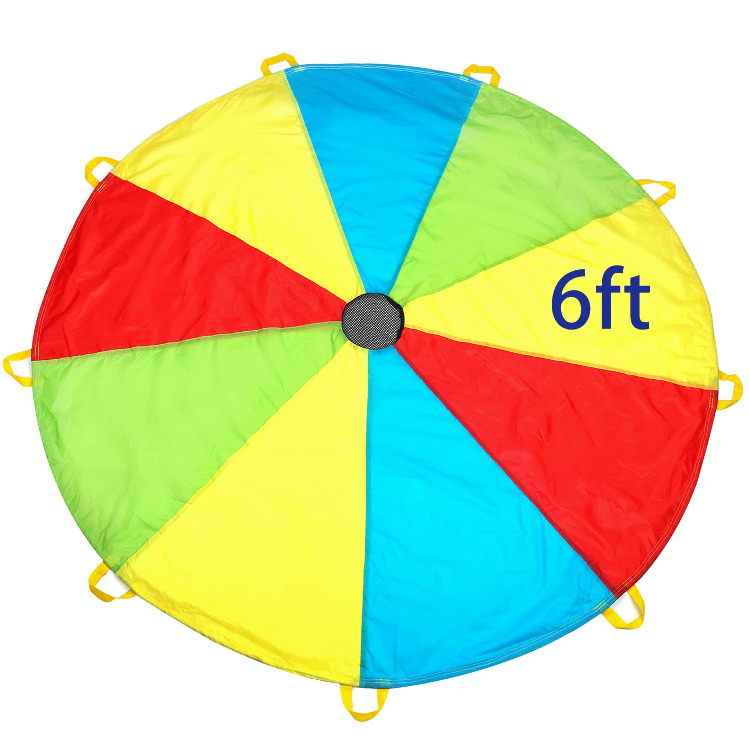MountRhino 6ft Kids Play Parachute with 9 Handles - Multicolored Indoor/Outdoor Exercise Toy